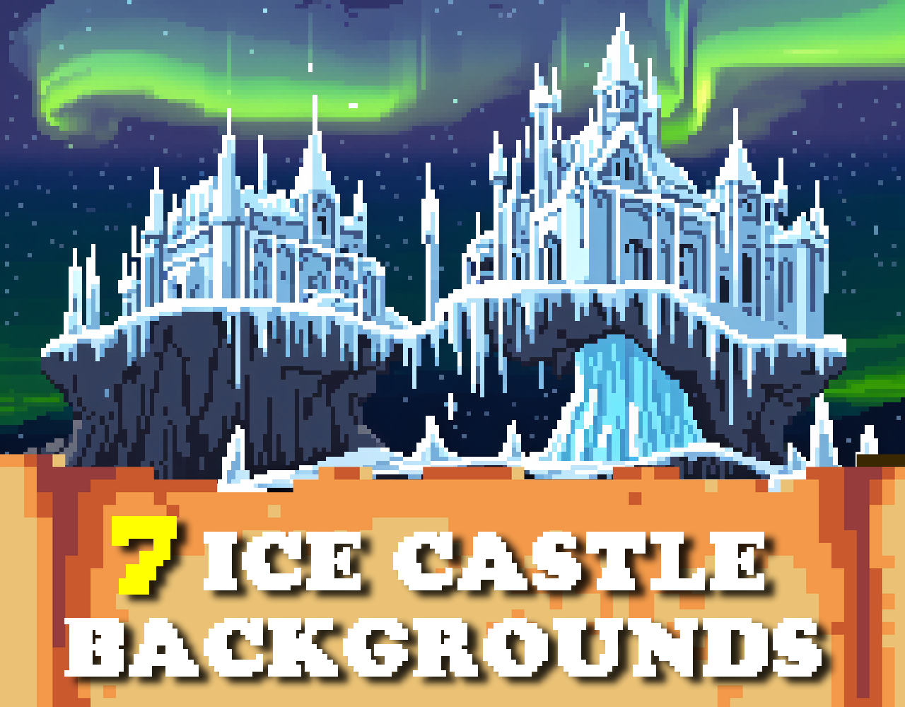 7 beautiful Ice Castle Backgrounds Assets - Pixelart / Pixel Art sprite ...