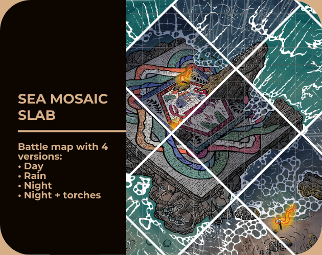 Sea Mosaic Slab - RPG Battlemap by Fernando Salvaterra