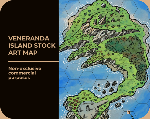 Veneranda Isle Stock Art Map by Fernando Salvaterra