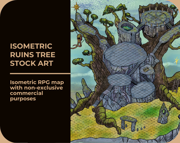 Isometric Ruins Tree Stock Art Map by Fernando Salvaterra