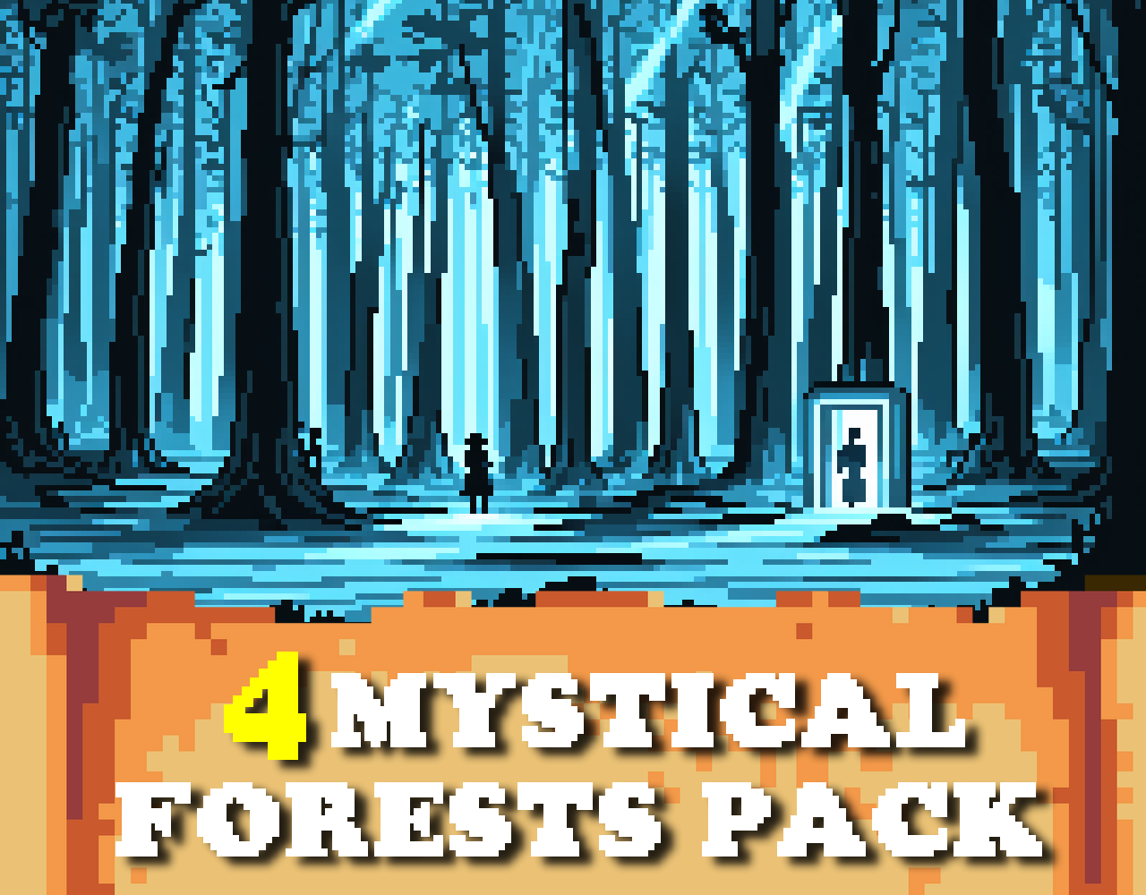 4 beautiful Mystical Forest Backgrounds Assets - Pixelart / Pixel Art ...