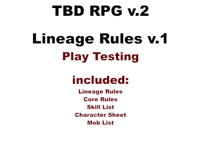Single Lineage rules - Lineage Rules for TBD RPG by Horsten Vault Single Lineage rules - Lineage Rules for TBD RPG by Horsten Vault