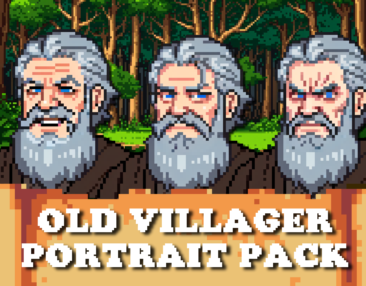 Old Villager Portrait - Pixelart / Pixel Art sprite Old Male Mage Bust ...