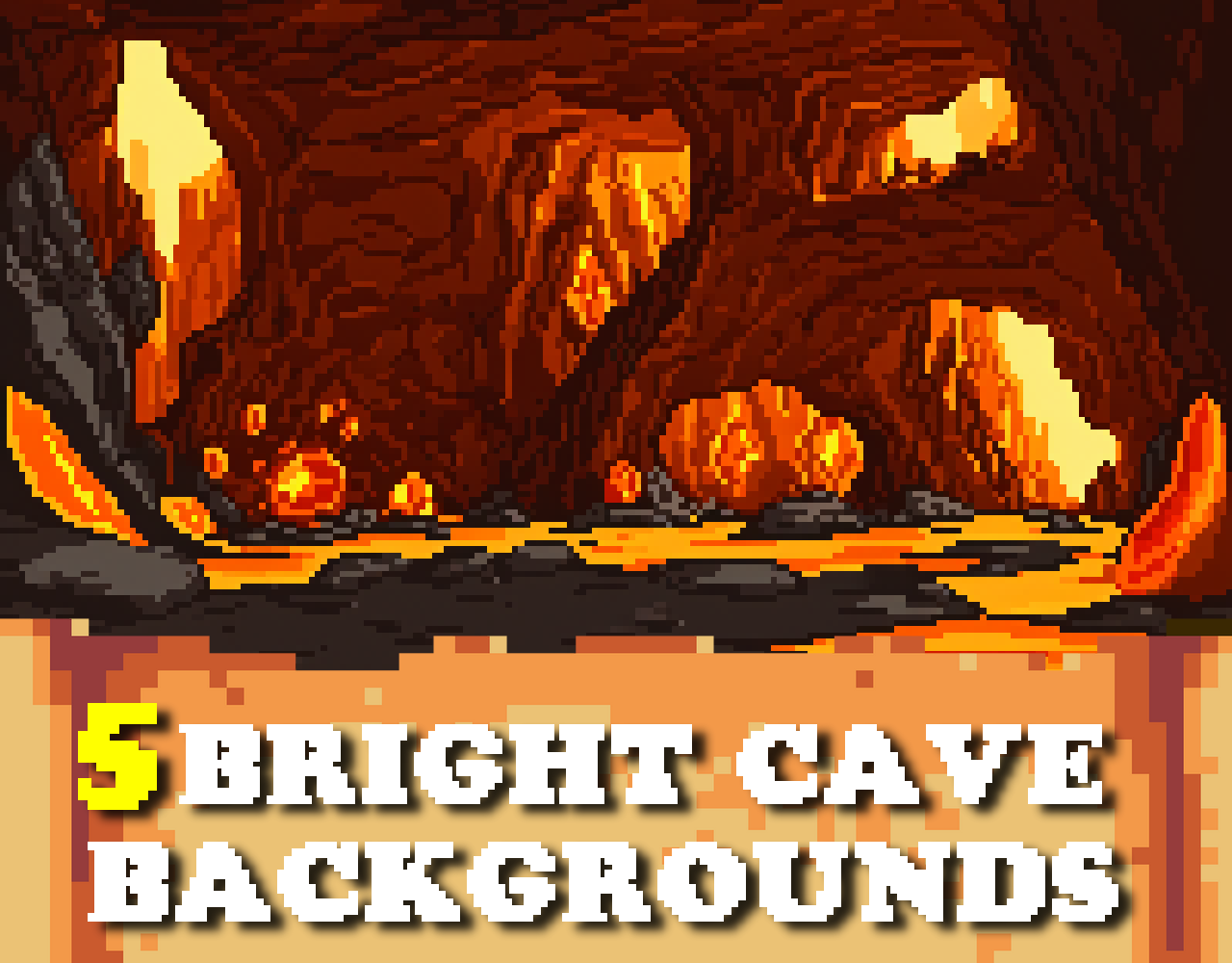 5 beautiful Bright Cave Backgrounds Assets - Pixelart / Pixel Art ...