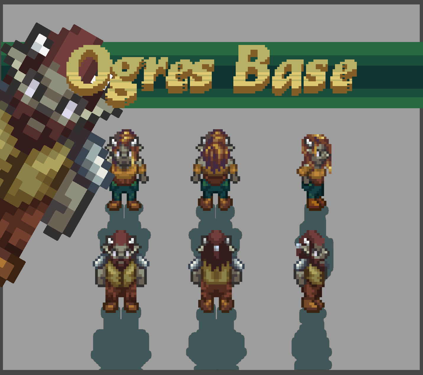 Pixel art Ogres Character Top Down Animated by Pixeline