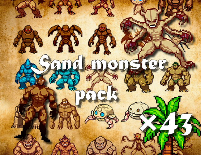 43 Sand Monsters --- Pixel Art Sand Monster Pack by PixiePirat
