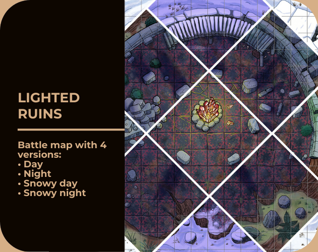 Lighted Ruins - RPG Battlemap by Fernando Salvaterra