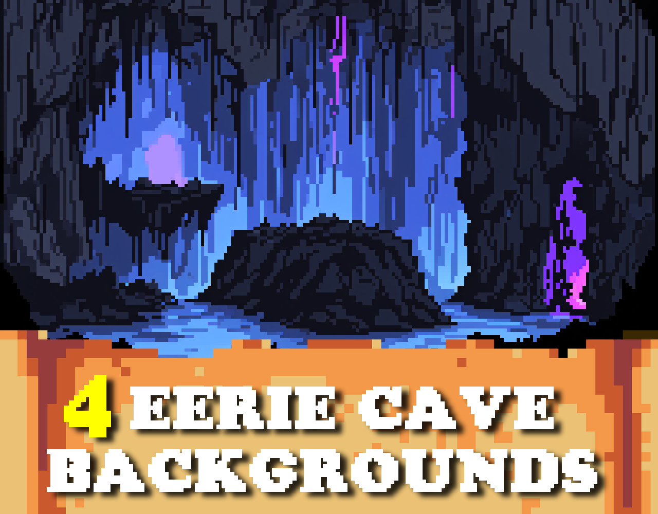 4 Eerie Cave Backgrounds Assets - Pixelart / Pixel Art sprite Dungeon ...