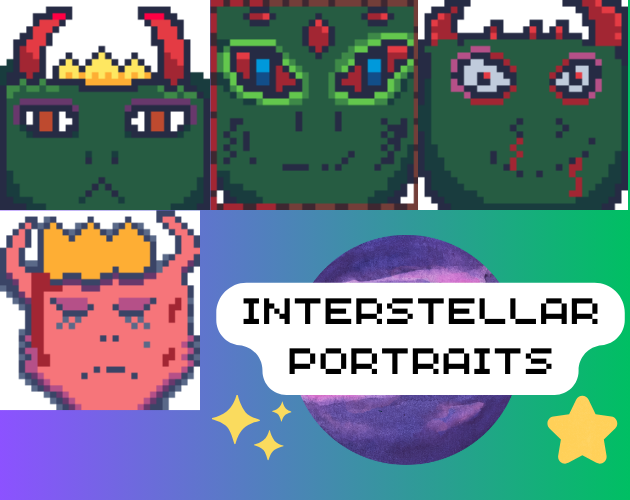Interstellar Portraits by Midnight Garden Games for Pixel Asset Pack Jam #9 | Endesga32 - itch.io