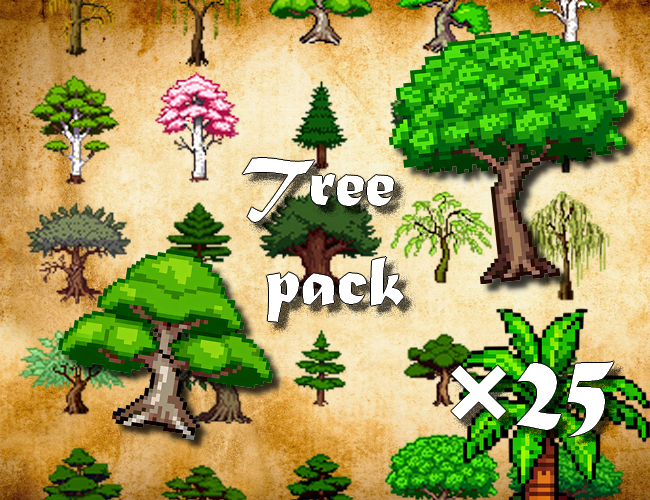 25 Trees --- Pixel Art Tree Pack by PixiePirat