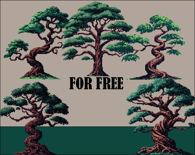 Five Pixelart Trees For Free by Babanagi