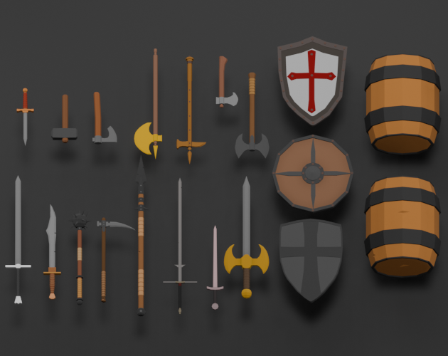 Low Poly Medieval Weapons Bundle by CassianoWollmann