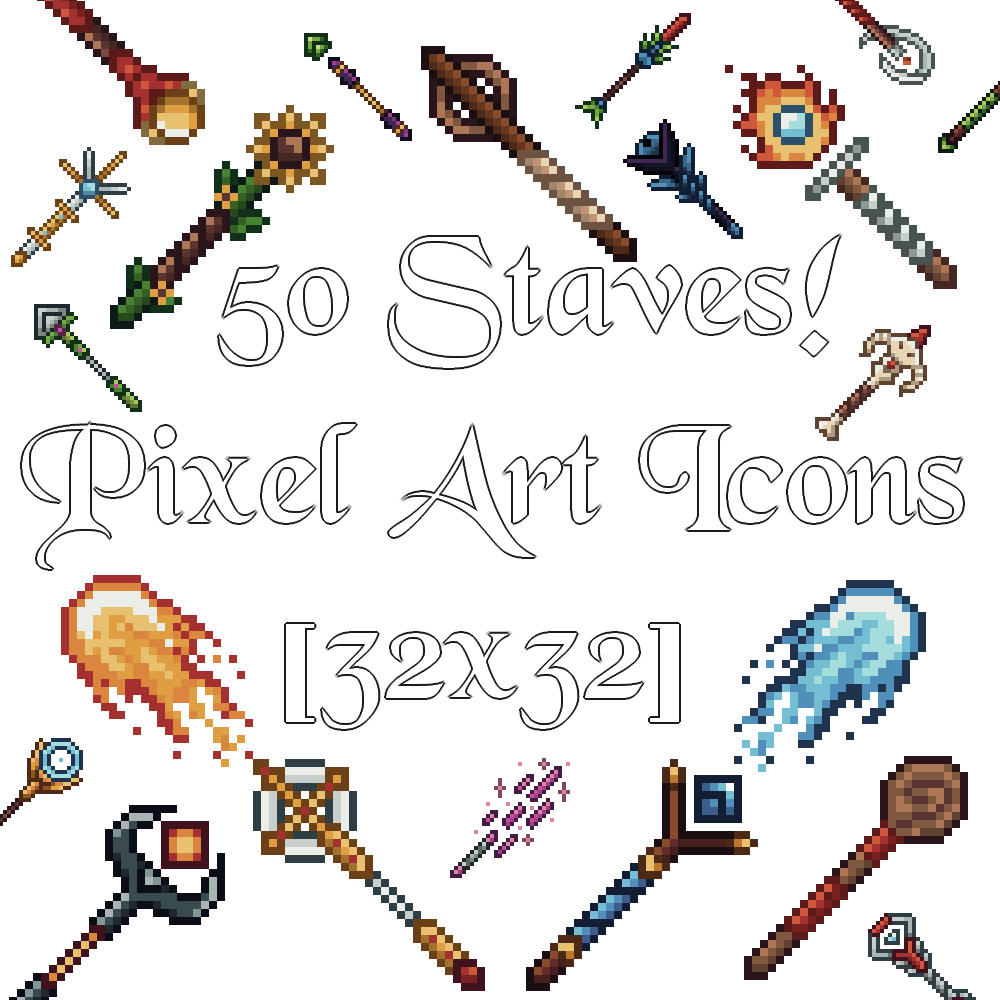 Pixel Art Staves - Icons by Magicae! Games