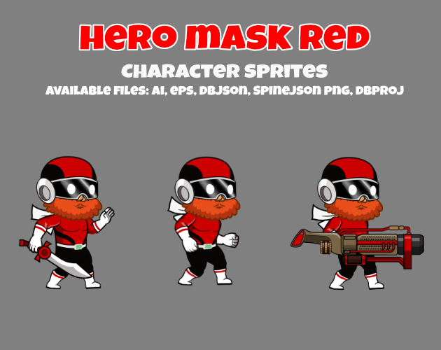 Hero Mask Red 2D Character sprite by wahyuprot