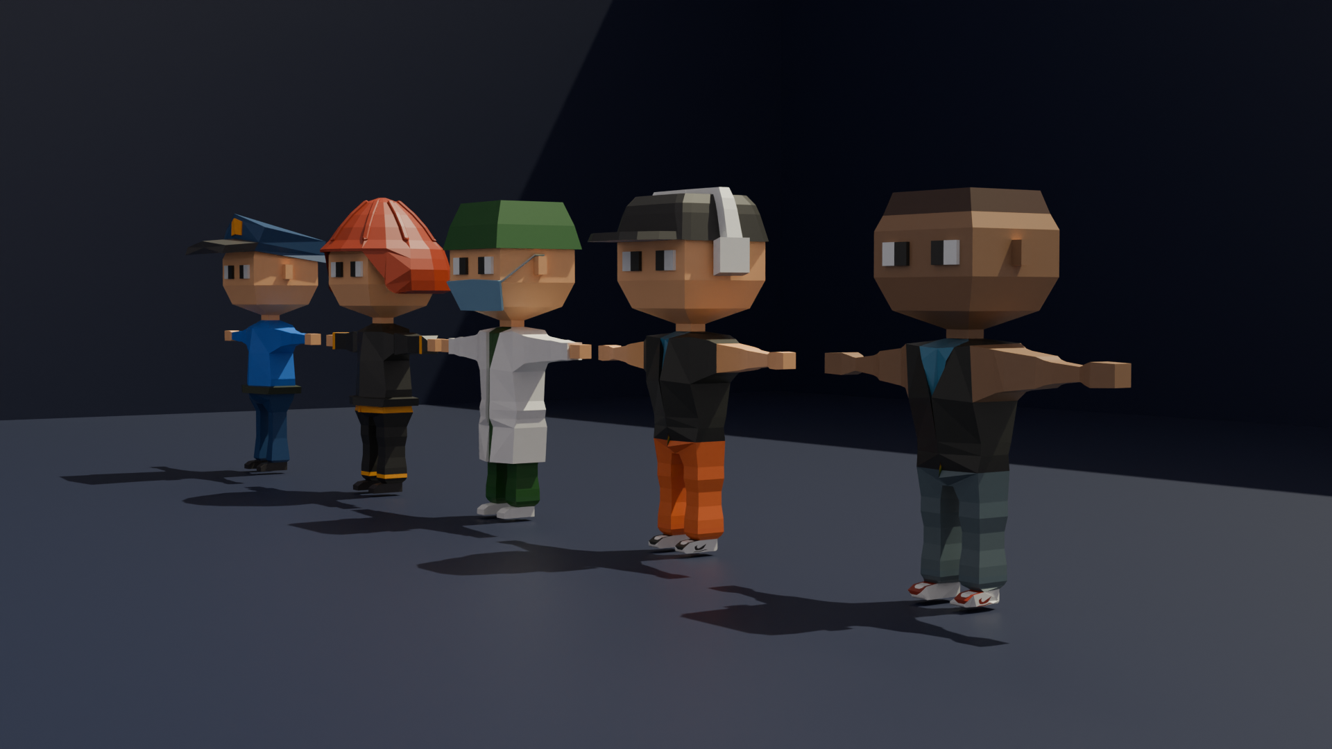 Free Low Poly Characters by Bekbosin