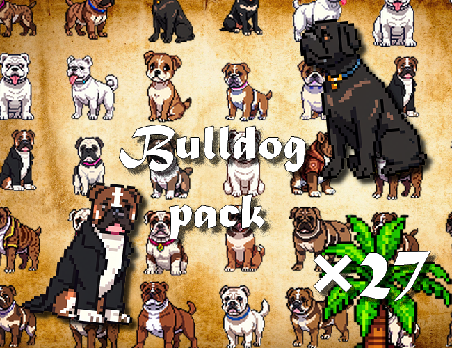 32 Bulldogs --- Pixel Art Bulldog Pack by PixiePirat