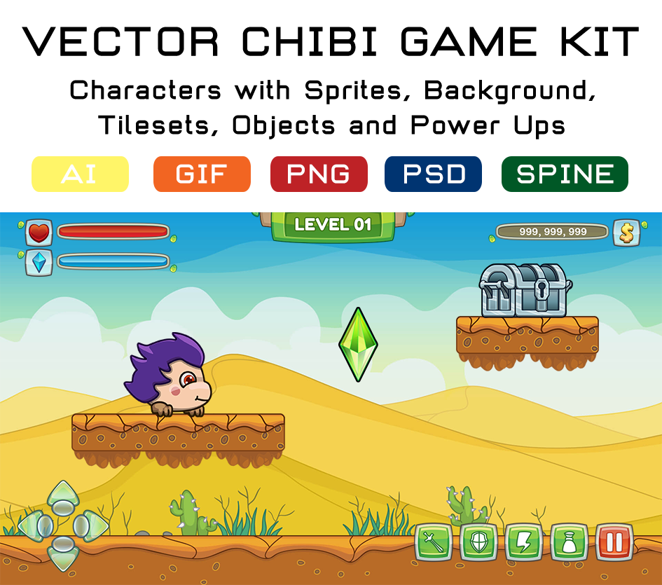 Vector Chibi Game Kit 1 by Mobile Game Graphics