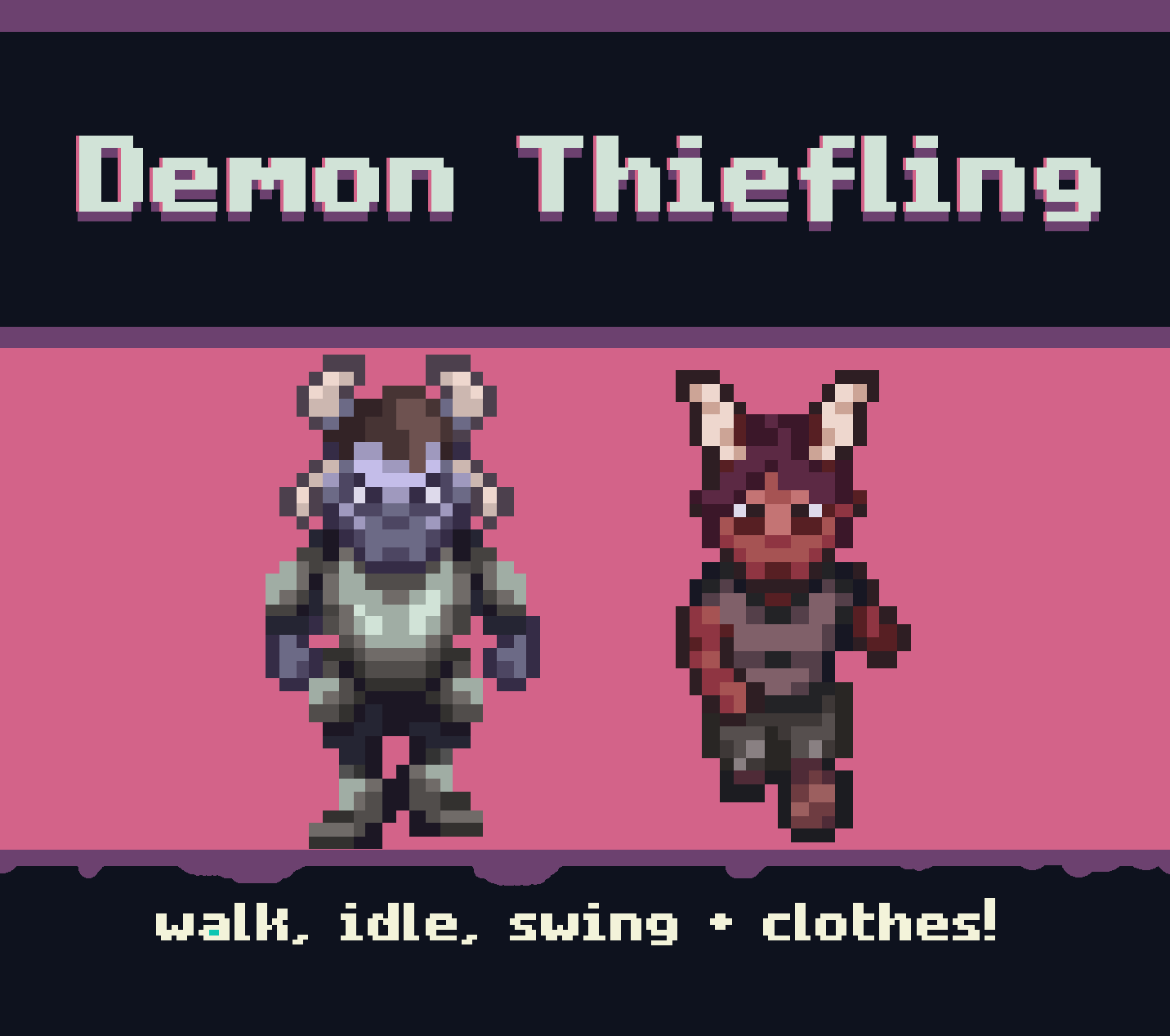Pixel art Character Demon Enemy Tiefling Top Down by Pixeline