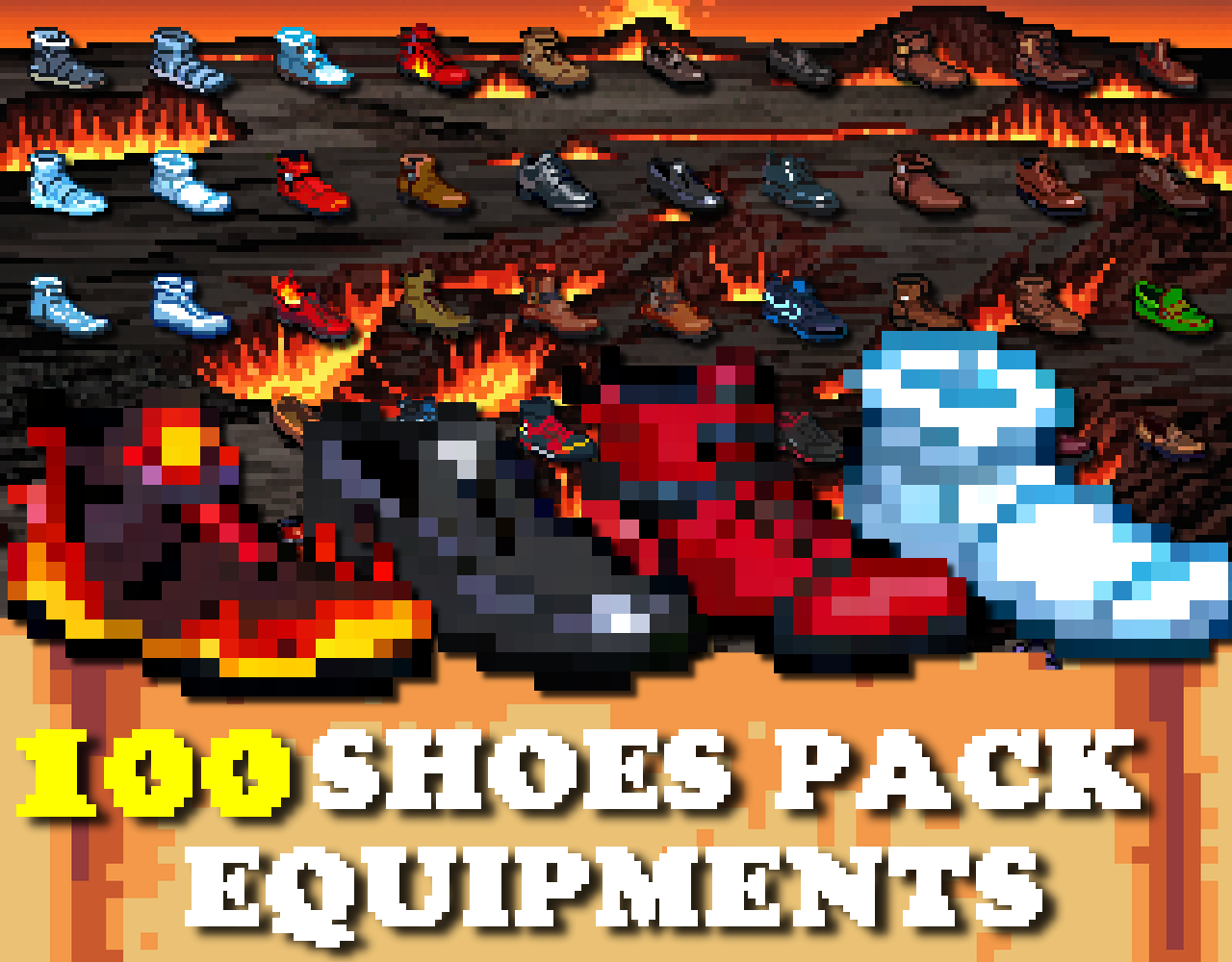 100+ Shoes Pack - Pixelart / Pixel Art sprite Equipment Pack RPG by ...