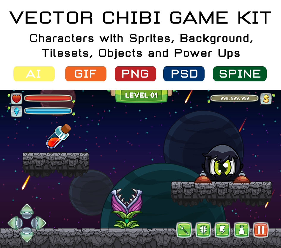 Vector Chibi Game Kit 2 by Mobile Game Graphics