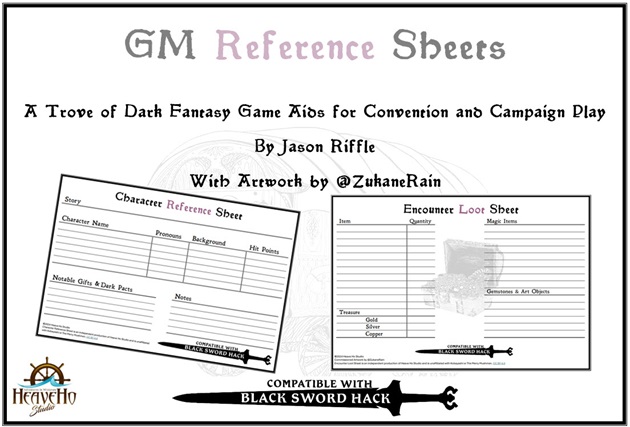 Black Sword Hack - GM Reference Sheets by HeaveHoStudio