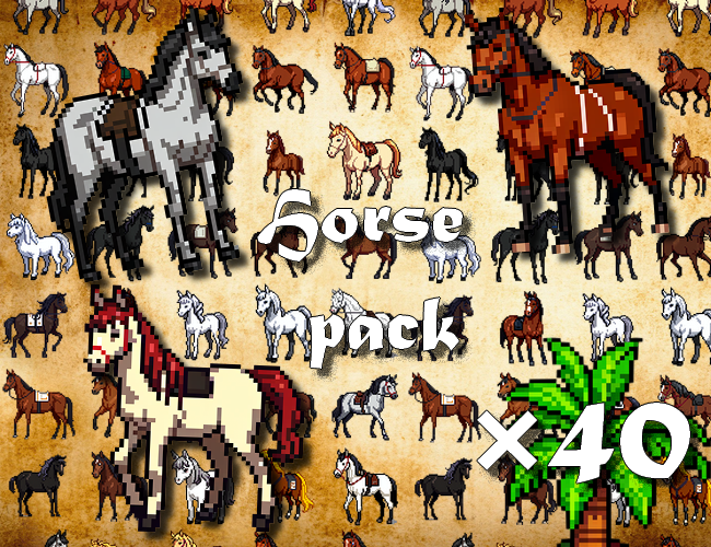 40 Horses --- Pixel Art Horse Pack by PixiePirat