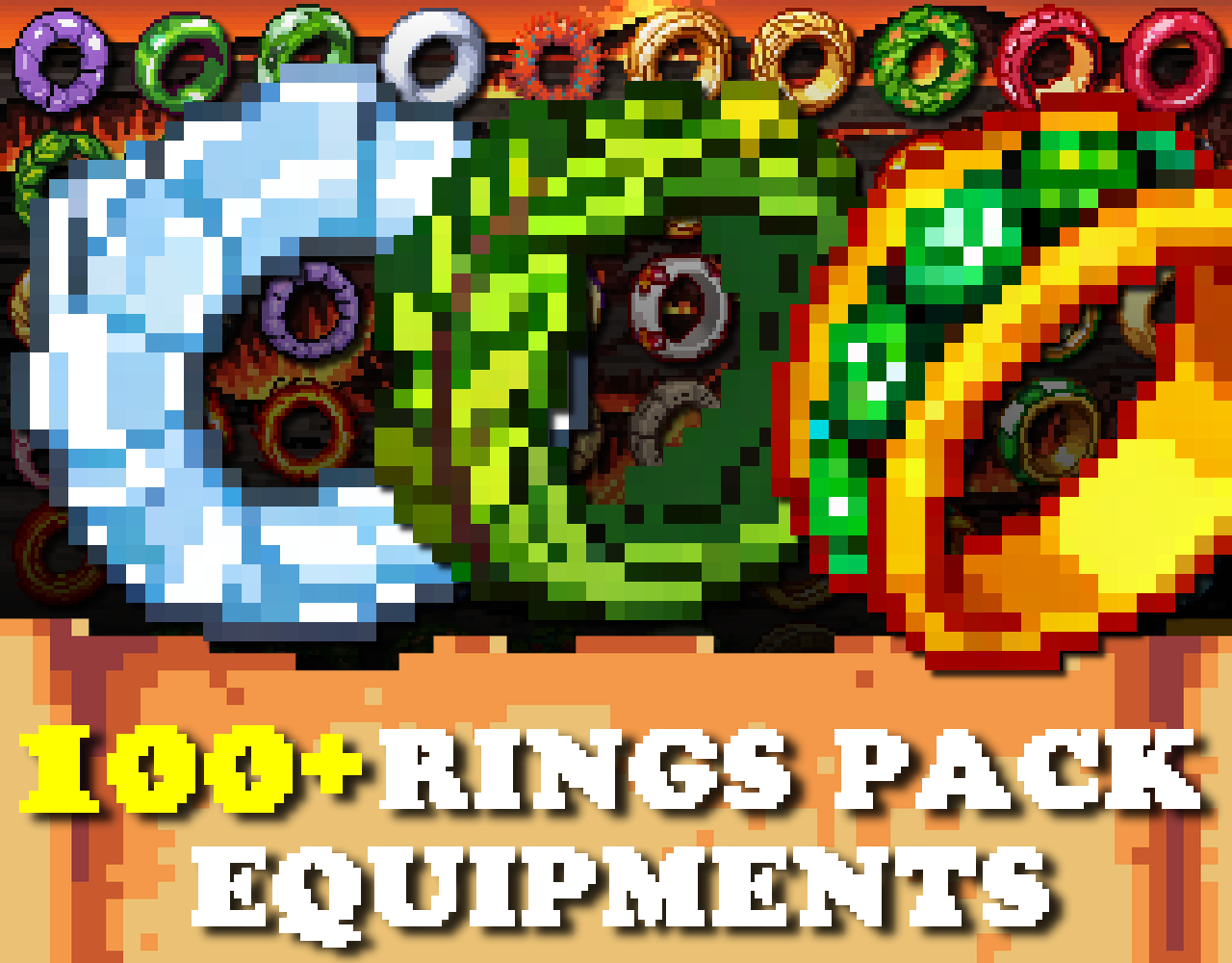 100+ Rings Pack - Pixelart / Pixel Art sprite Equipment Pack RPG by ...