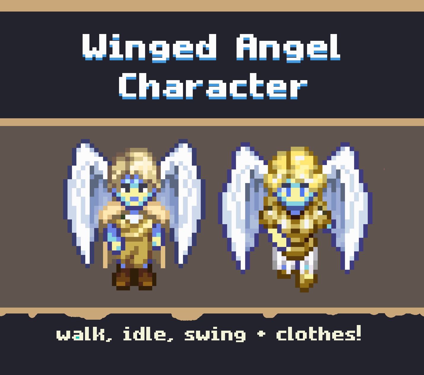 Pixel Art Character Angel Seraphim Top Down by Pixeline