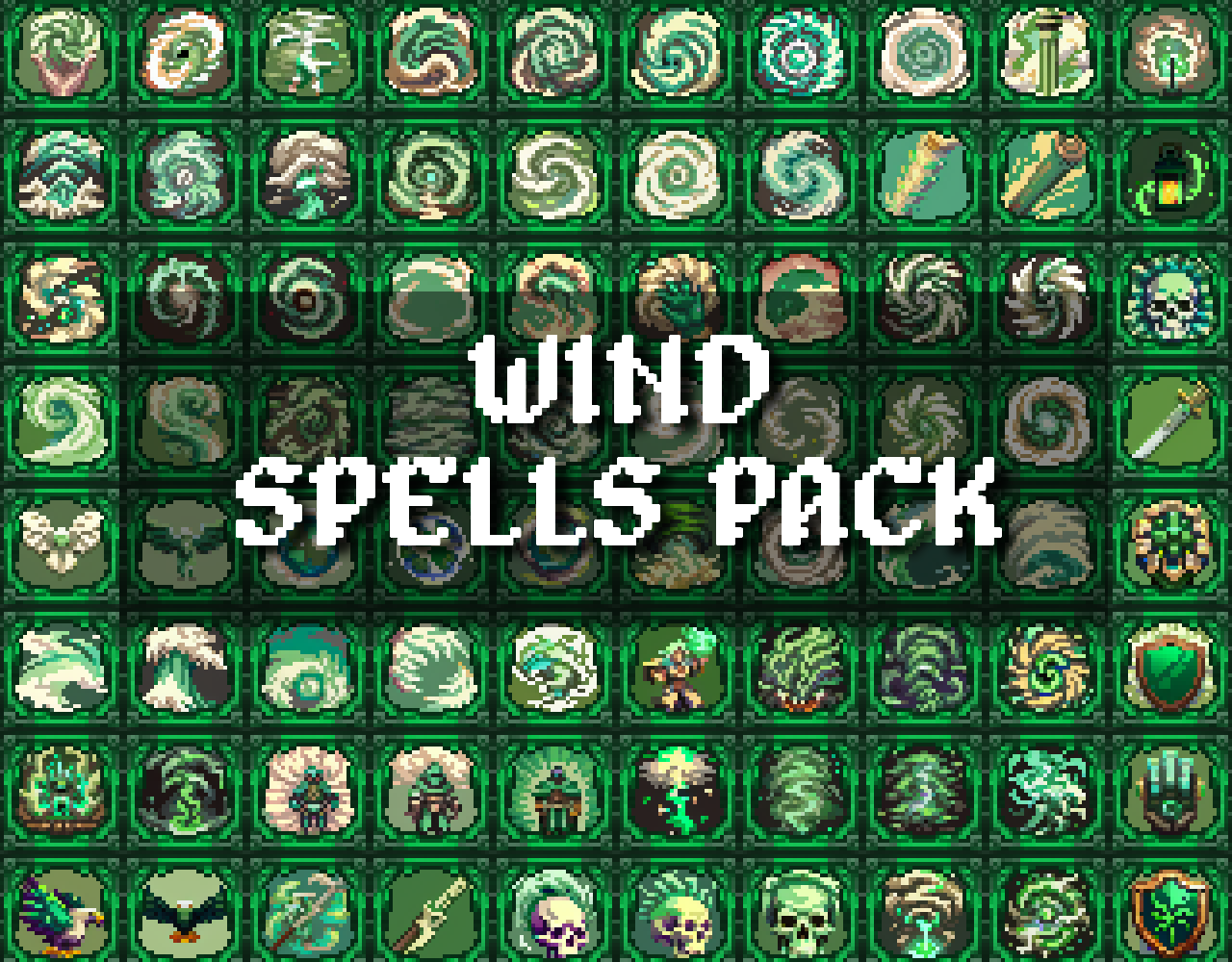 81+ Ultimate Wind Spells Pixel Art Pack - MMORPG Fantasy Buffs ...