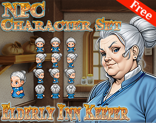 RPG Maker NPC Character Set - Elderly Inn Keeper by GalacticGod