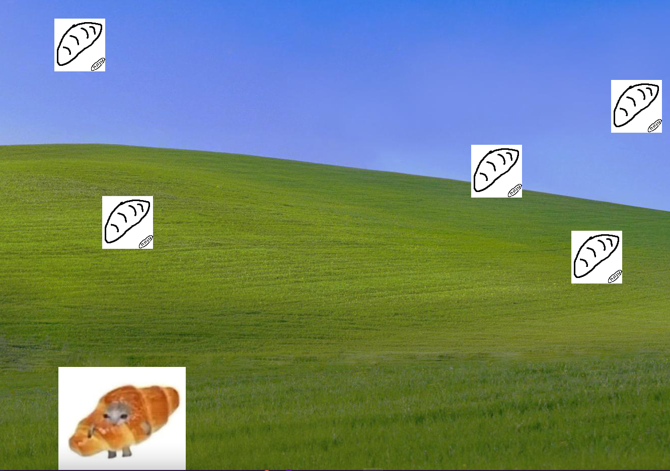 croissant cat vs baguettes on windows xp screen by SeifAteek