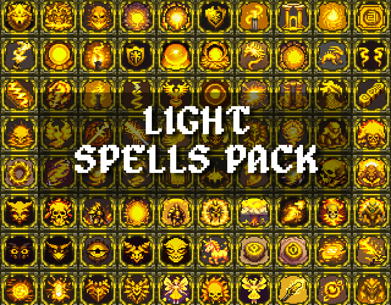 81+ Ultimate Light Spells Pixel Art Pack - MMORPG Fantasy Buffs ...