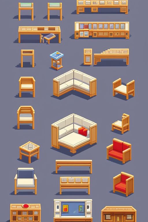 Furniture Designs for Pixel Art Environments and 2d Projects Vol. 1 ...