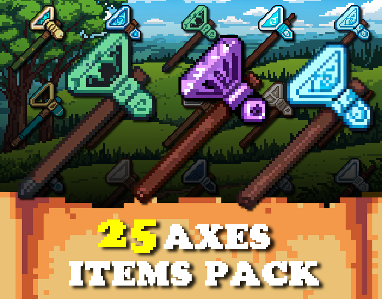 25+ Fantasy Axes Assets - Pixelart / Pixel Art sprite Equipment & Items ...