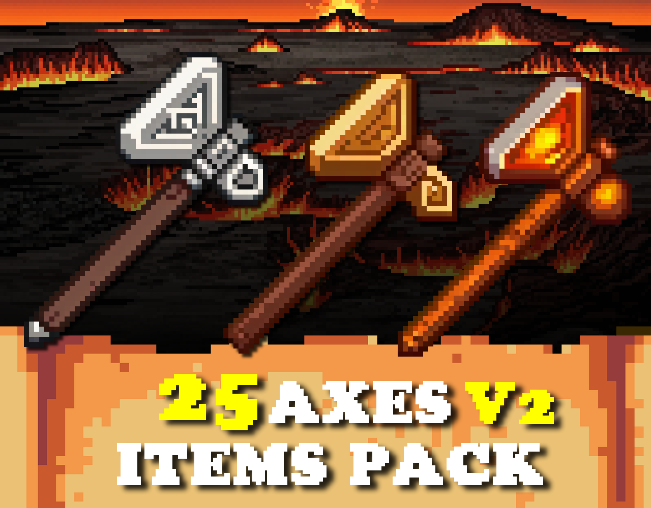 25+ Fantasy Axes Assets V2 - Pixelart / Pixel Art sprite Equipment ...