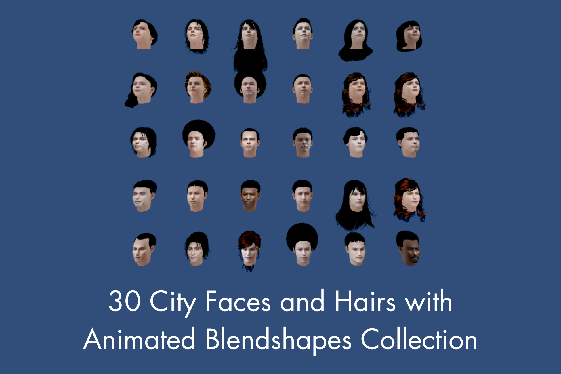 Random City People Faces with Blendshapes Collection by facestudio