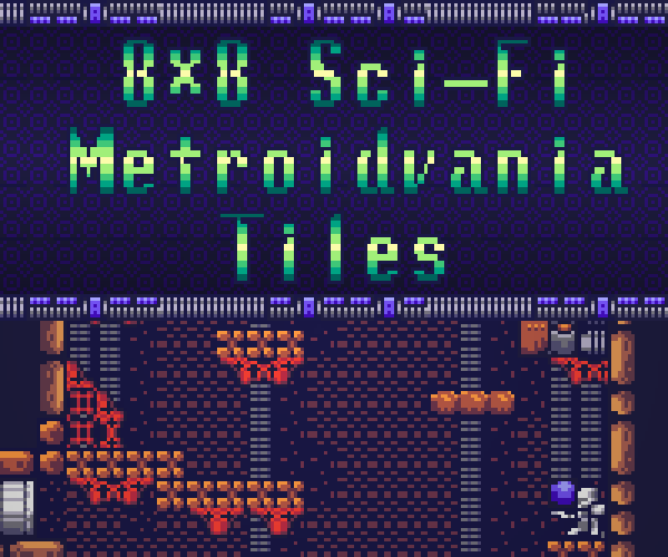 8x8 Sci-Fi Metroidvania Platformer Tiles by Mythril Age