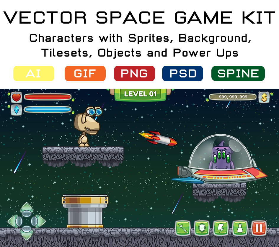 Vector Futuristic Space Game Kit 2 by Mobile Game Graphics