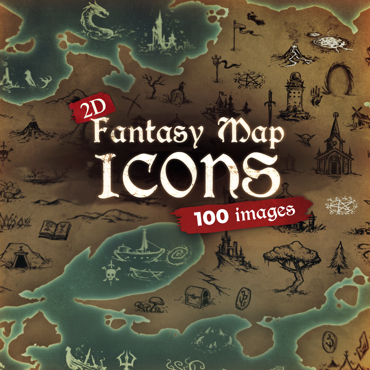100 Fantasy Map Icons by Fim