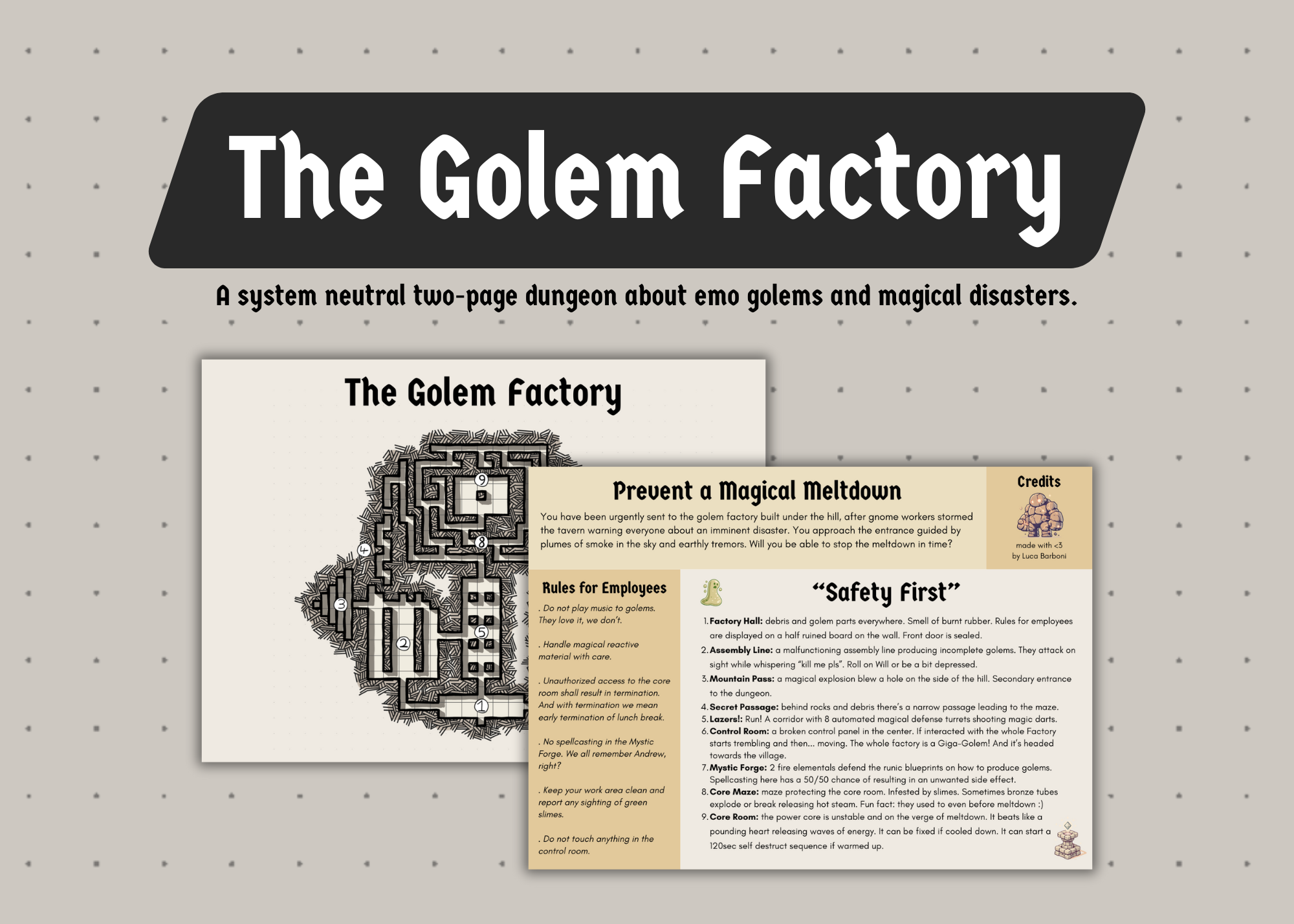One Page Adventure: The Golem Factory by Killer Bunny Studios