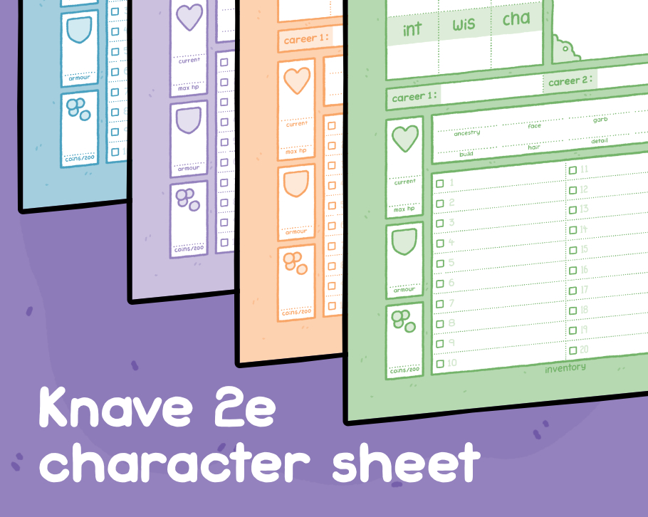 Fixed coin capacity. - Knave 2e Character Sheet/Folio by Slowquest