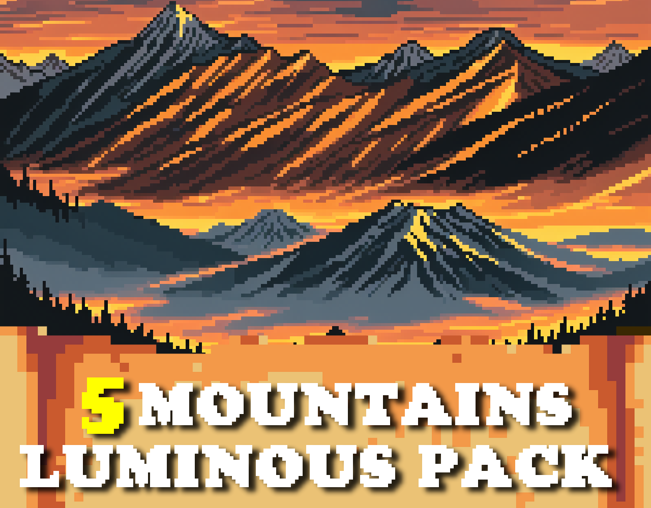 5 Warms Mountains Backgrounds Assets - Pixelart / Pixel Art sprite Pack ...