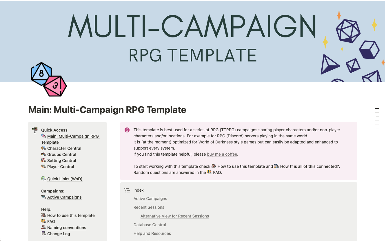 Multi-Campaign RPG Template by Mela
