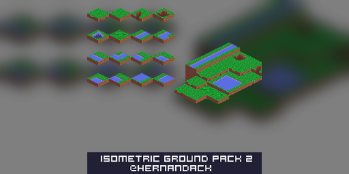 Isometric Ground Grass Tileset by hernandack