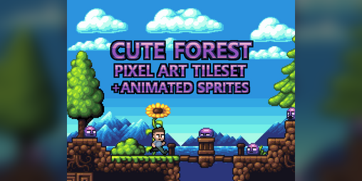 Cute Forest Platformer Pixel Art Tileset by Glint Games
