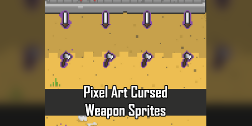 2D Pixel Art Cursed Weapon Sprites by Elthen's Pixel Art Shop
