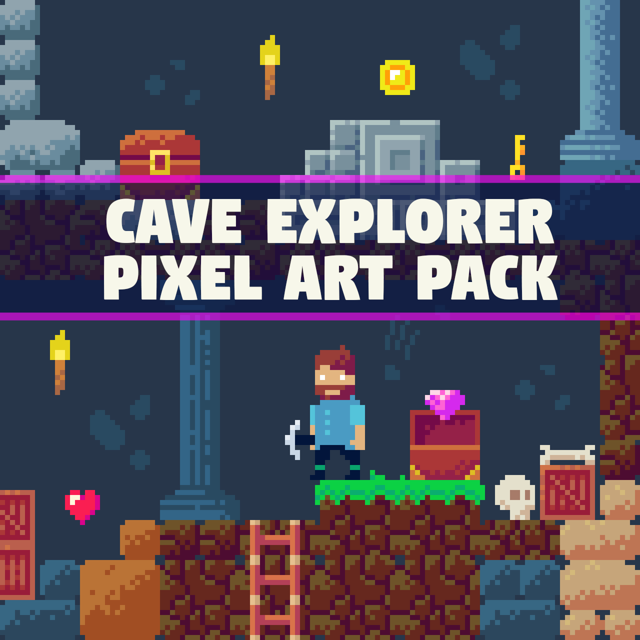 Cave explorer pixel art asset pack by Groovymcgee
