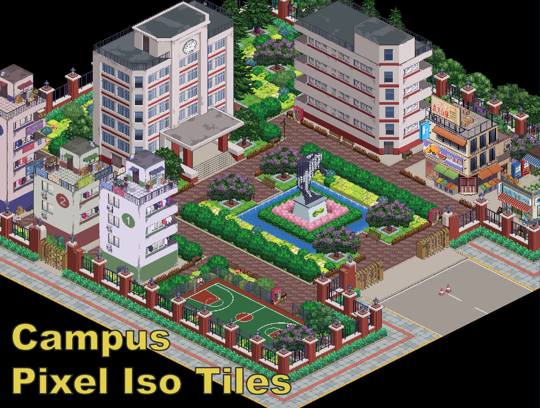 Pixel Campus Isometric Tileset by abobobox