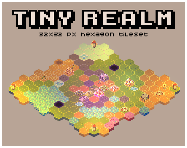 TinyRealm (32px hexagon tile set) by etahoshi