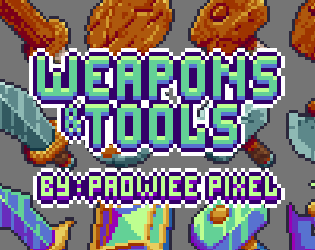 Weapons & Tools [Wood, Iron, Crystal] [32x32] [Asset Pack] by paowieepixel